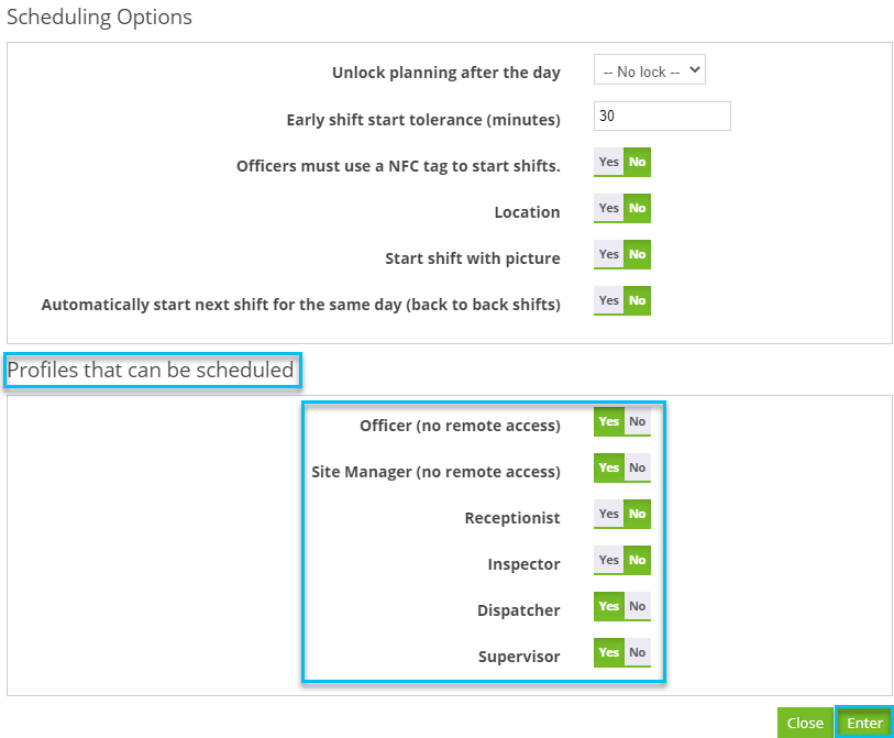 Managing the Default Schedule Settings – Guardtek & Smartforce