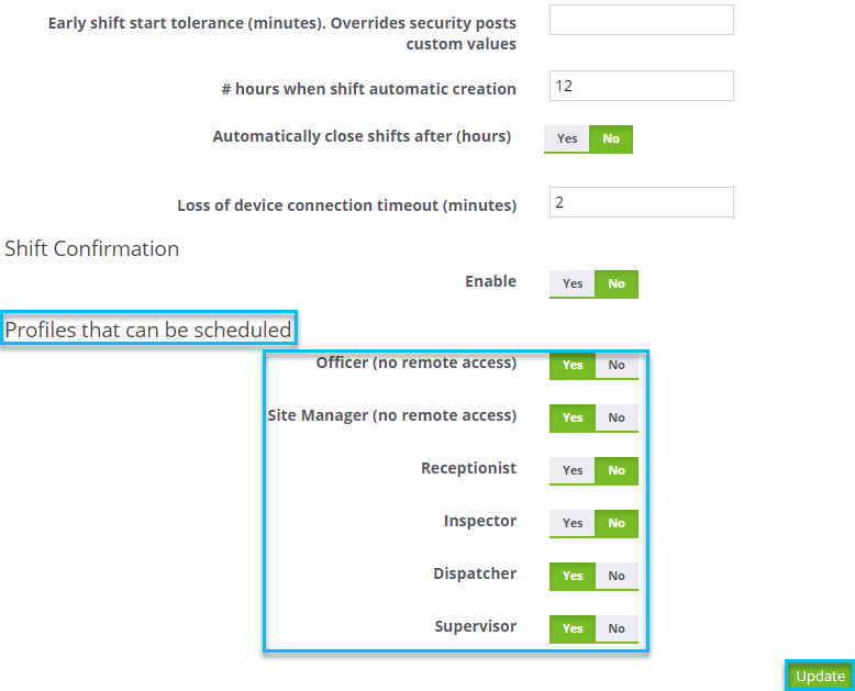 Managing the Default Schedule Settings – Guardtek & Smartforce