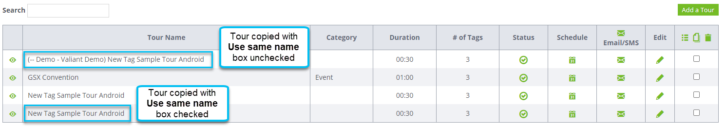 Disable, Enable, Copy, Merge, or Delete Existing Tours – Guardtek & Smartforce